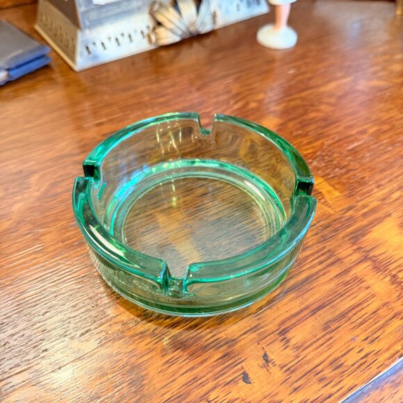 Vintage | Accents | Vintage French Green Thick Glass Ashtray | Poshmark